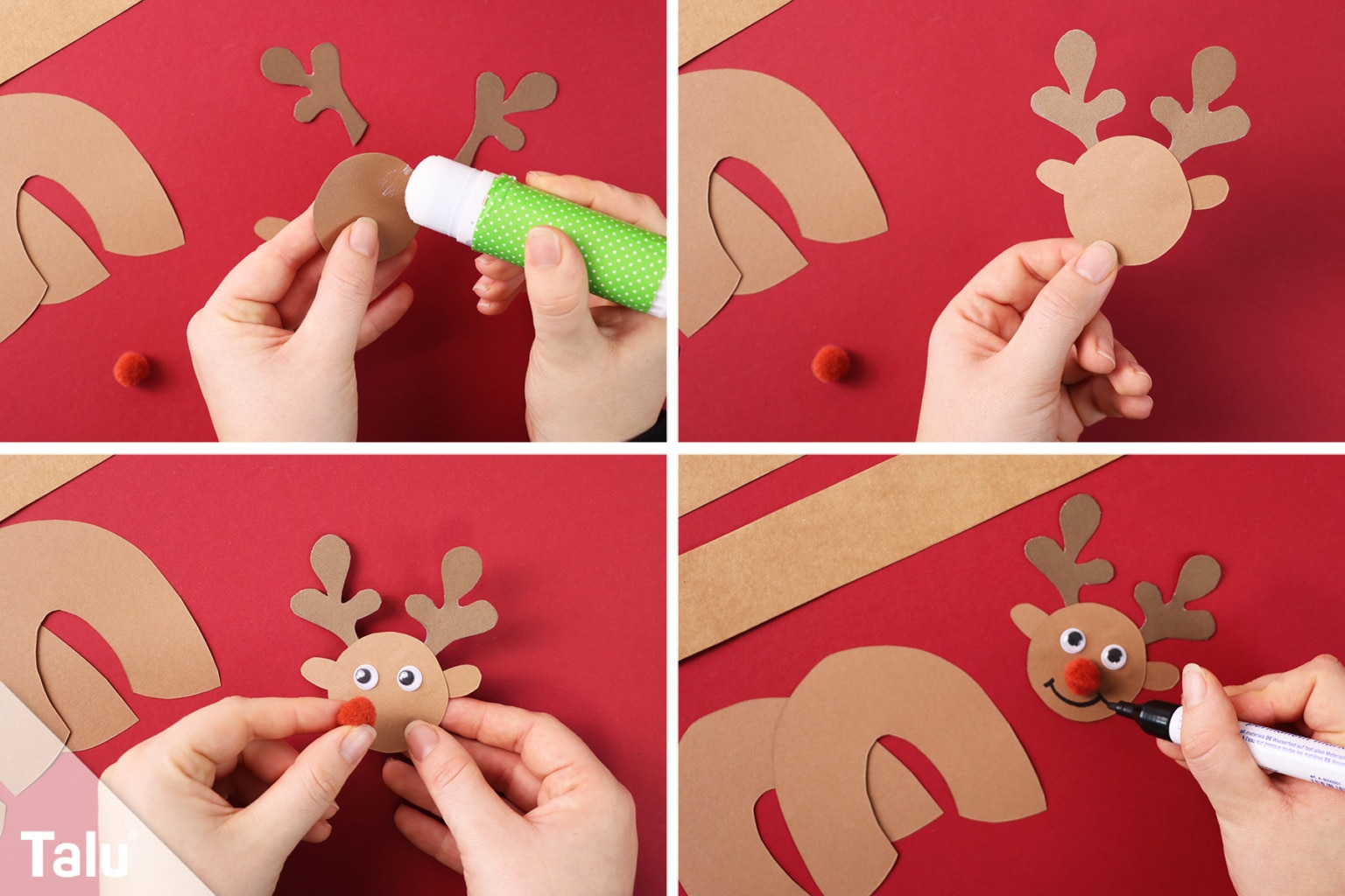 Rentier basteln aus Papier | Anleitung mit Vorlage - Talu.de