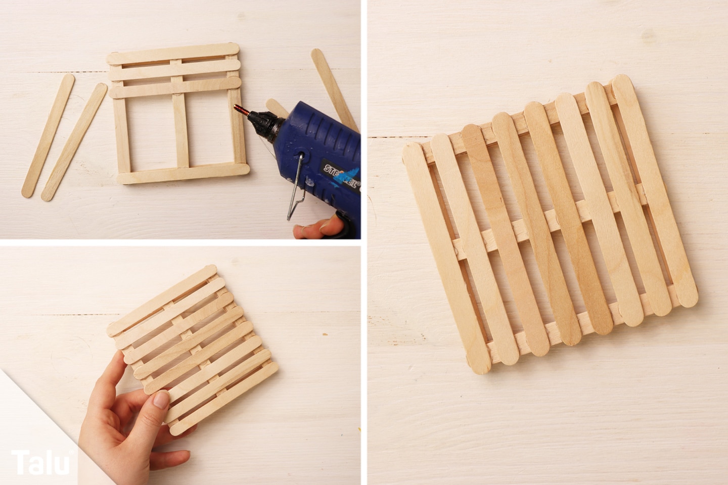 Untersetzer basteln mit Eisstielen | DIY Anleitung - Talu.de